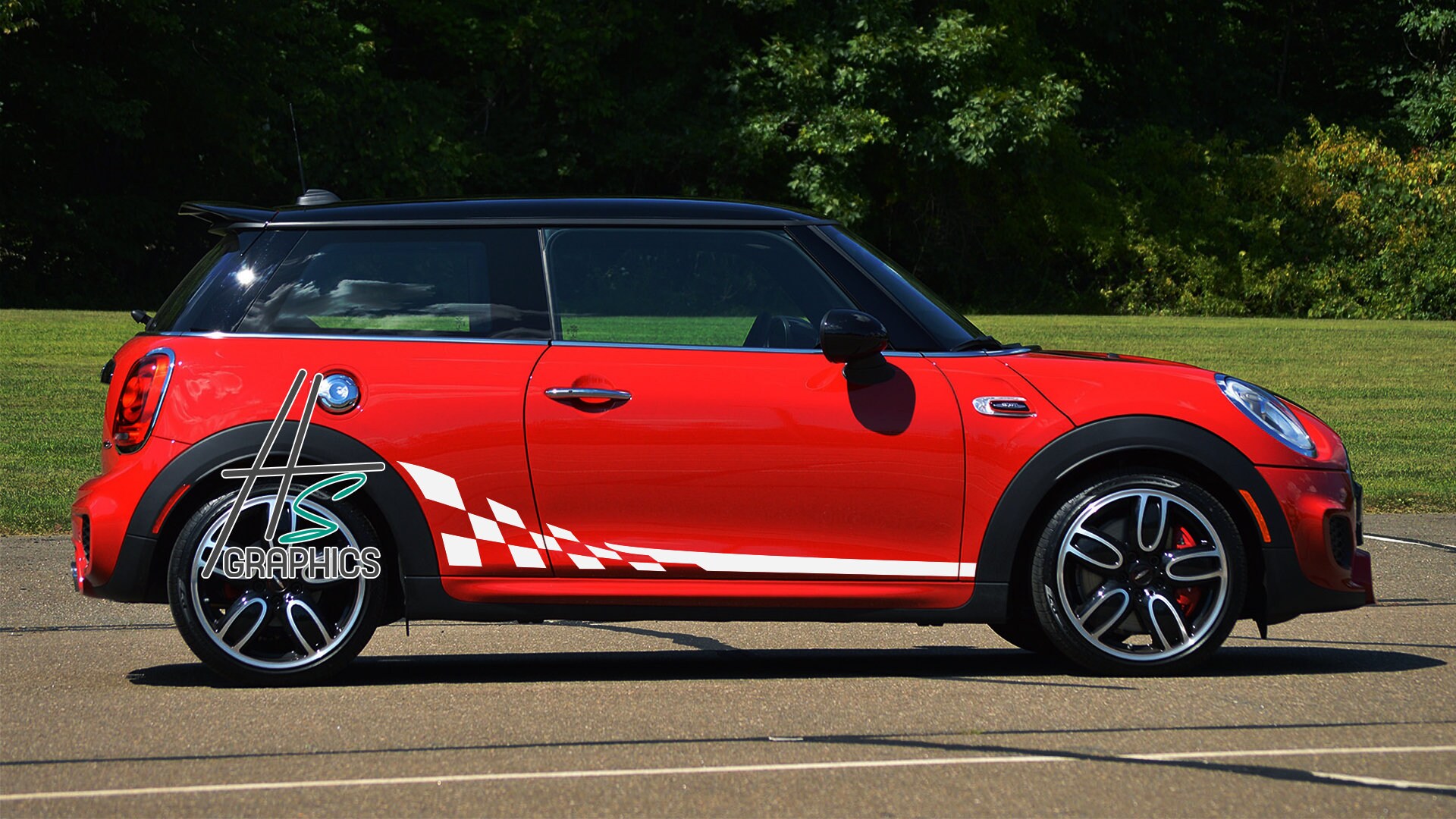 Mini Cooper Side Stripes, Check Stripes for Side Skirt, Racing ...