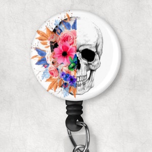 Floral Skull Badge Reel Retractable Skull Badge Reel X-ray - Etsy