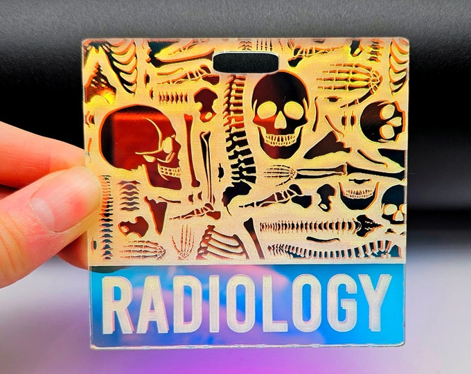 Coffee Scrubs Radiology Badge Reel Acrylic, Rad Tech, Skull Badge, Xray ...