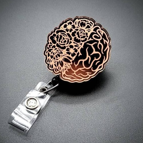 Floral Brain Badge Reel Neurology Badge Reel Neuro ICU - Etsy