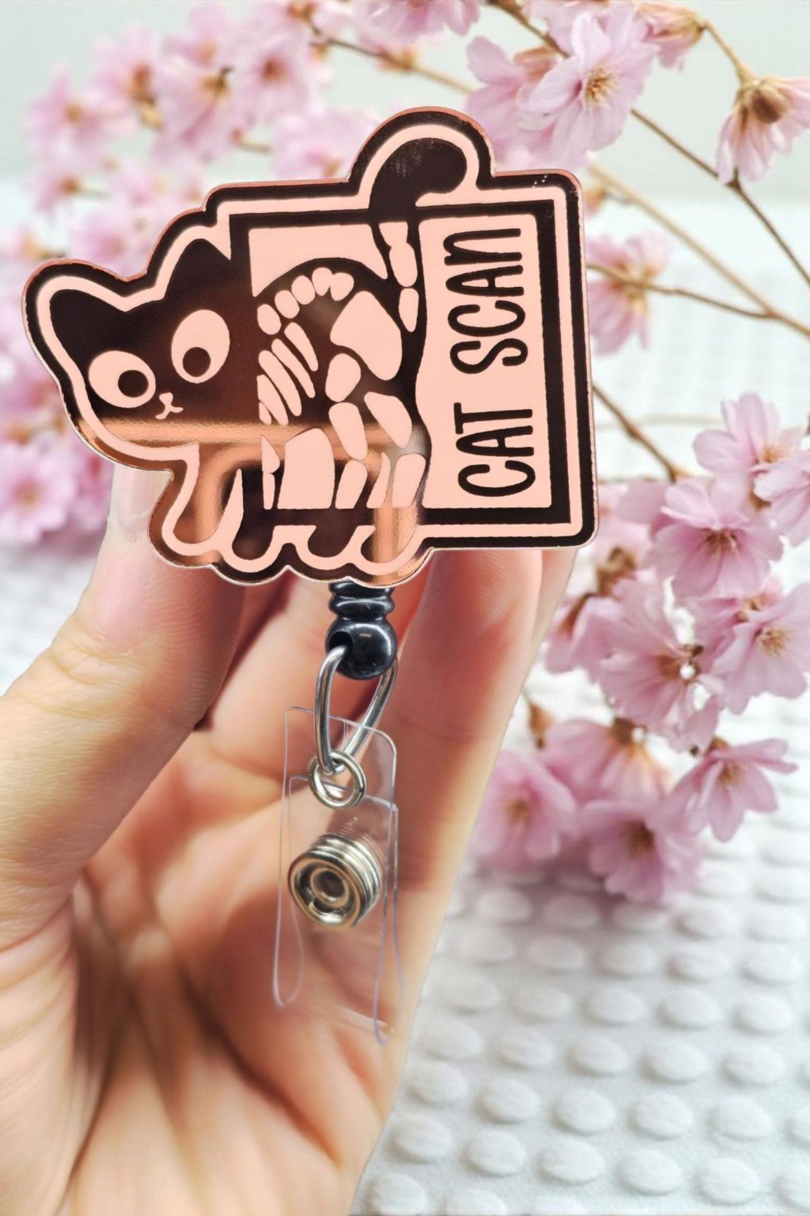 Cat Scan Badge Reel - Radiology Badge - Rose Gold Mirrod Badge - CT ...