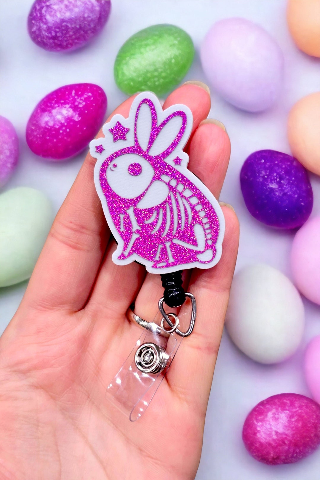 Easter Badge Reel Easter Bunny Badge Reel Skeleton Bunny - Etsy
