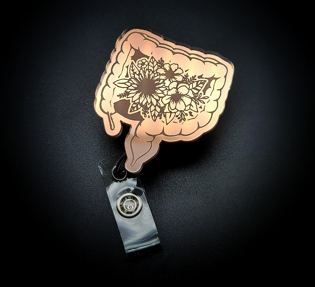 GI Nurse Badge Reel - Nurse Badge Reel - Floral Intestines Badge ...
