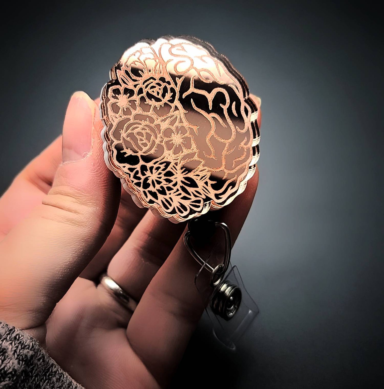 Floral Brain Badge Reel Neurology Badge Reel Neuro ICU Badge Nurse ...
