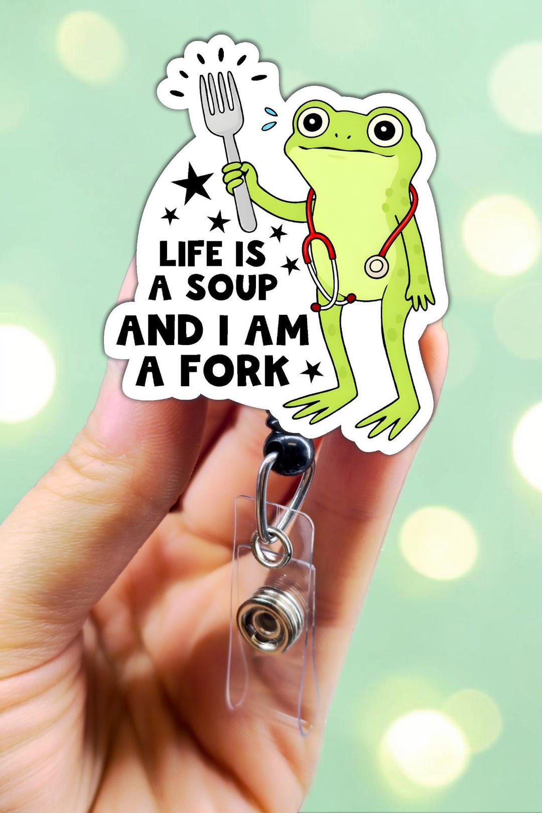 Life is a Soup Badge Reel – Funny Badge Reel - Funny Frog Badge Holder ...