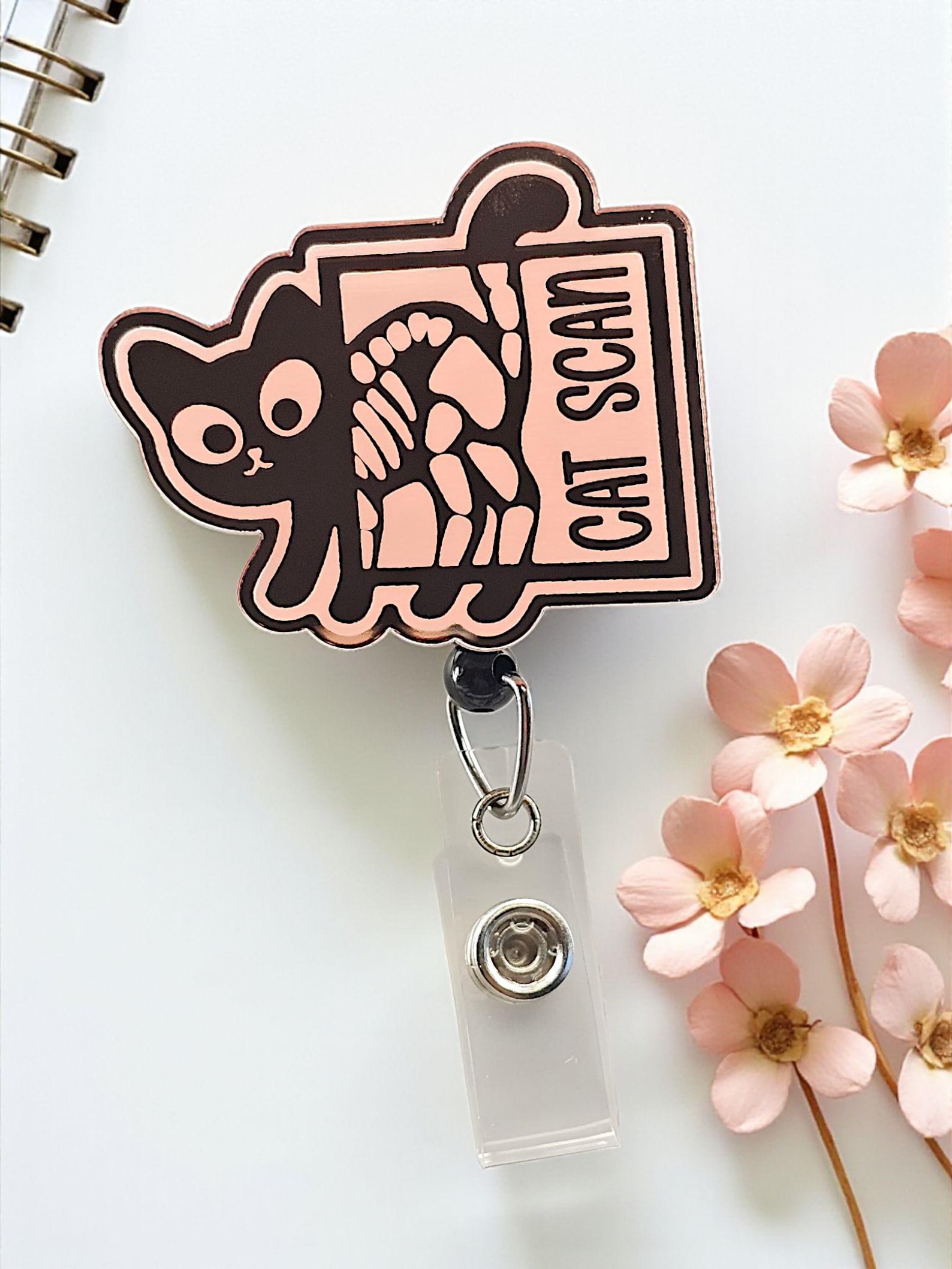 Cat Scan Badge Reel - Radiology Badge - Rose Gold Mirrod Badge - CT ...