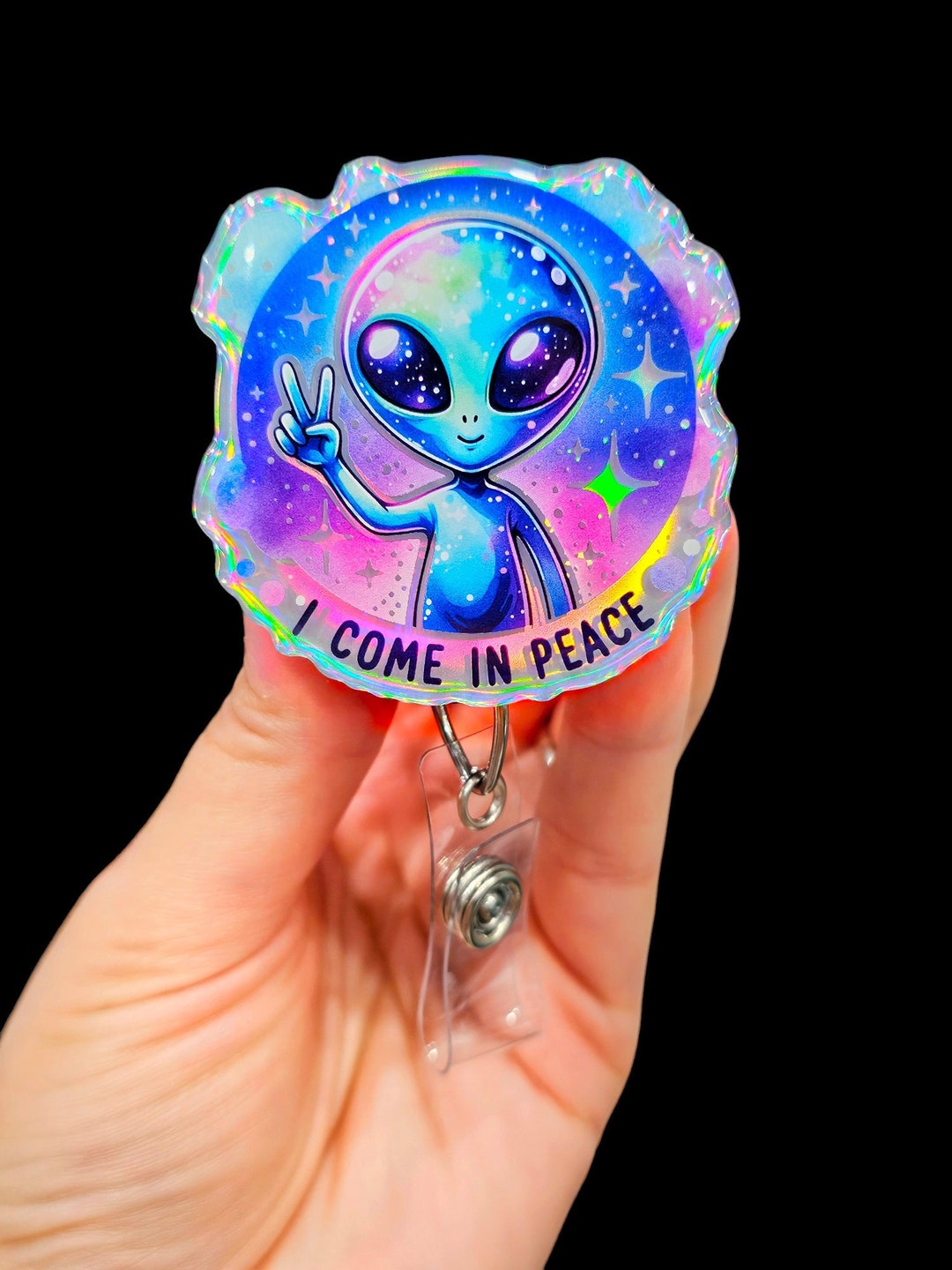 Holographic Alien Badge Reel - Xray Badge Reel - Nurse Badge ...