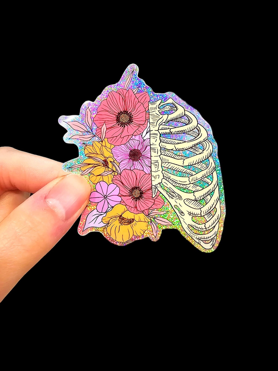 Floral Ribcage Sticker - Radiology Sticker - Xray Sticker - Anatomy ...