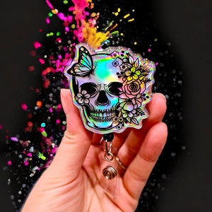 Holographic Skull Badge Reel - Xray Badge Reel - Nurse Badge ...