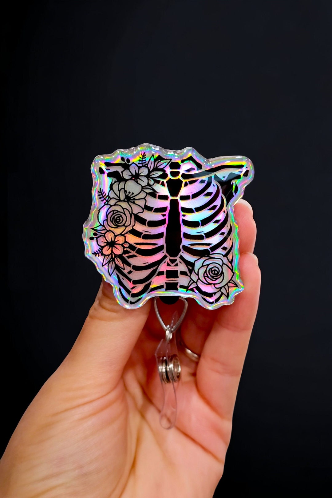 Holographic Ribcage Badge Reel - Xray Badge Reel - Nurse Badge ...