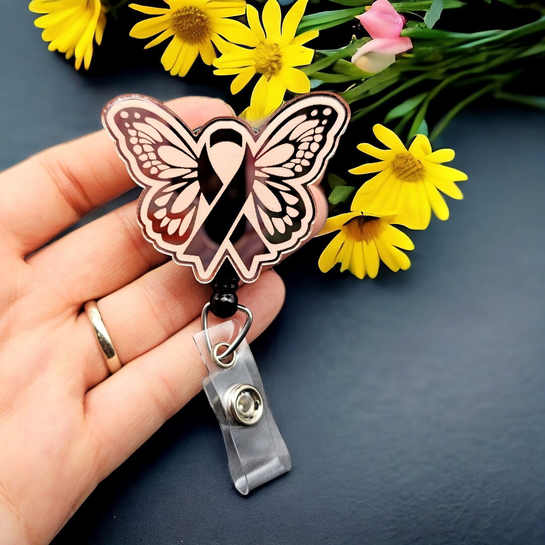 Cancer Badge Reel - Pink Ribbon Badge - Breast Cancer Awareness ...