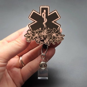 Ems Badge Reel - Emt Badge Reel - Paramedic Badge Reel - Rose Gold ...