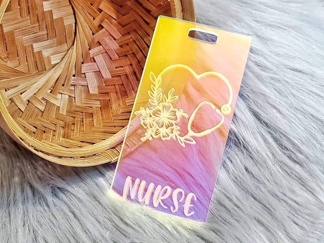 Iridescent Nurse Badge Buddy - Floral Stethoscope Badge Buddy - Bsn RN ...