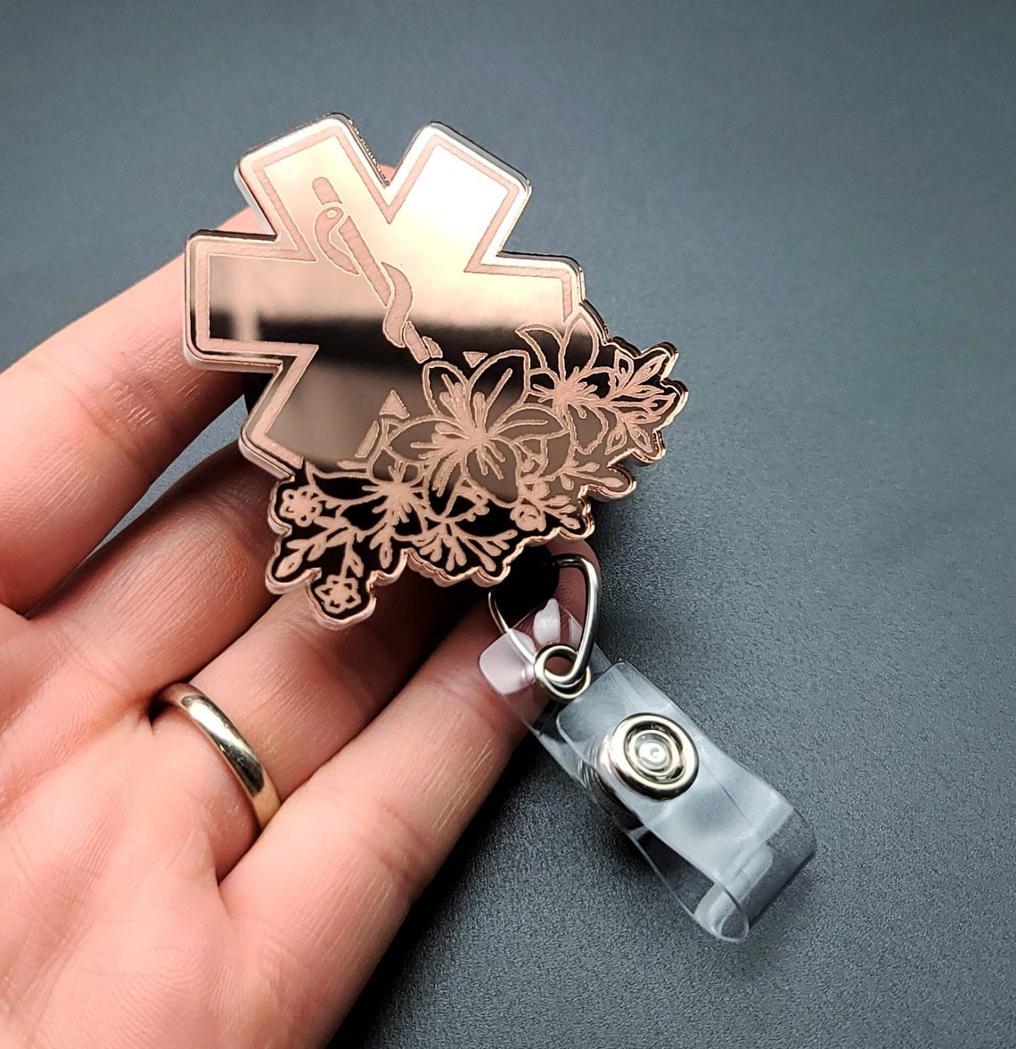 Ems Badge Reel - Emt Badge Reel - Paramedic Badge Reel - Rose Gold ...