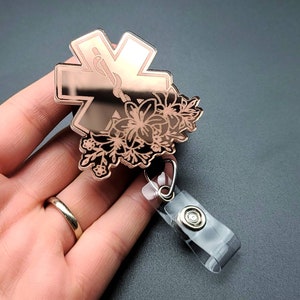 Ems Badge Reel - Emt Badge Reel - Paramedic Badge Reel - Rose Gold ...