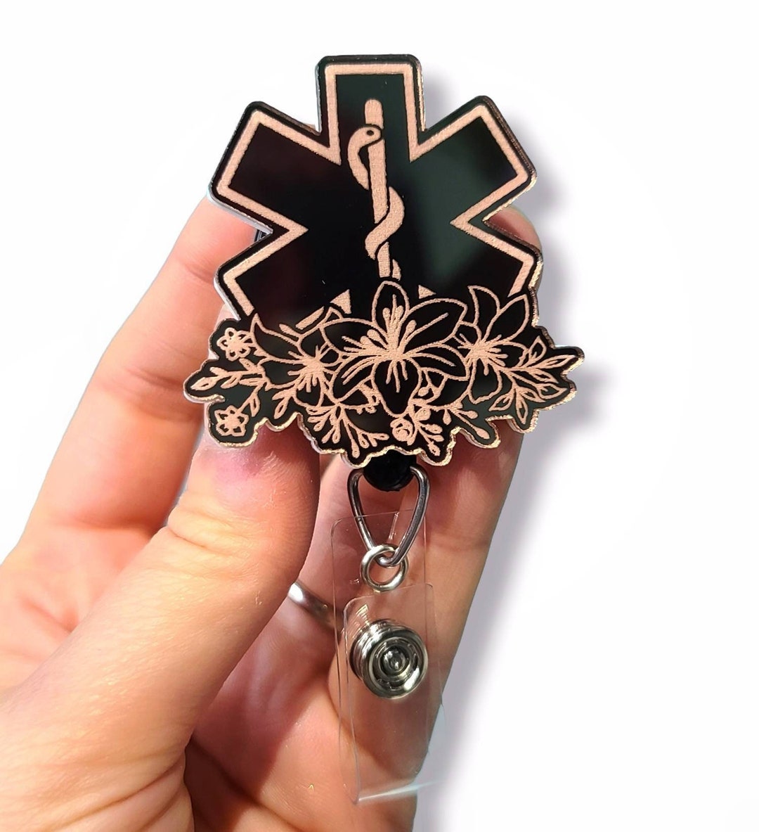 Ems Badge Reel - Emt Badge Reel - Paramedic Badge Reel - Rose Gold ...