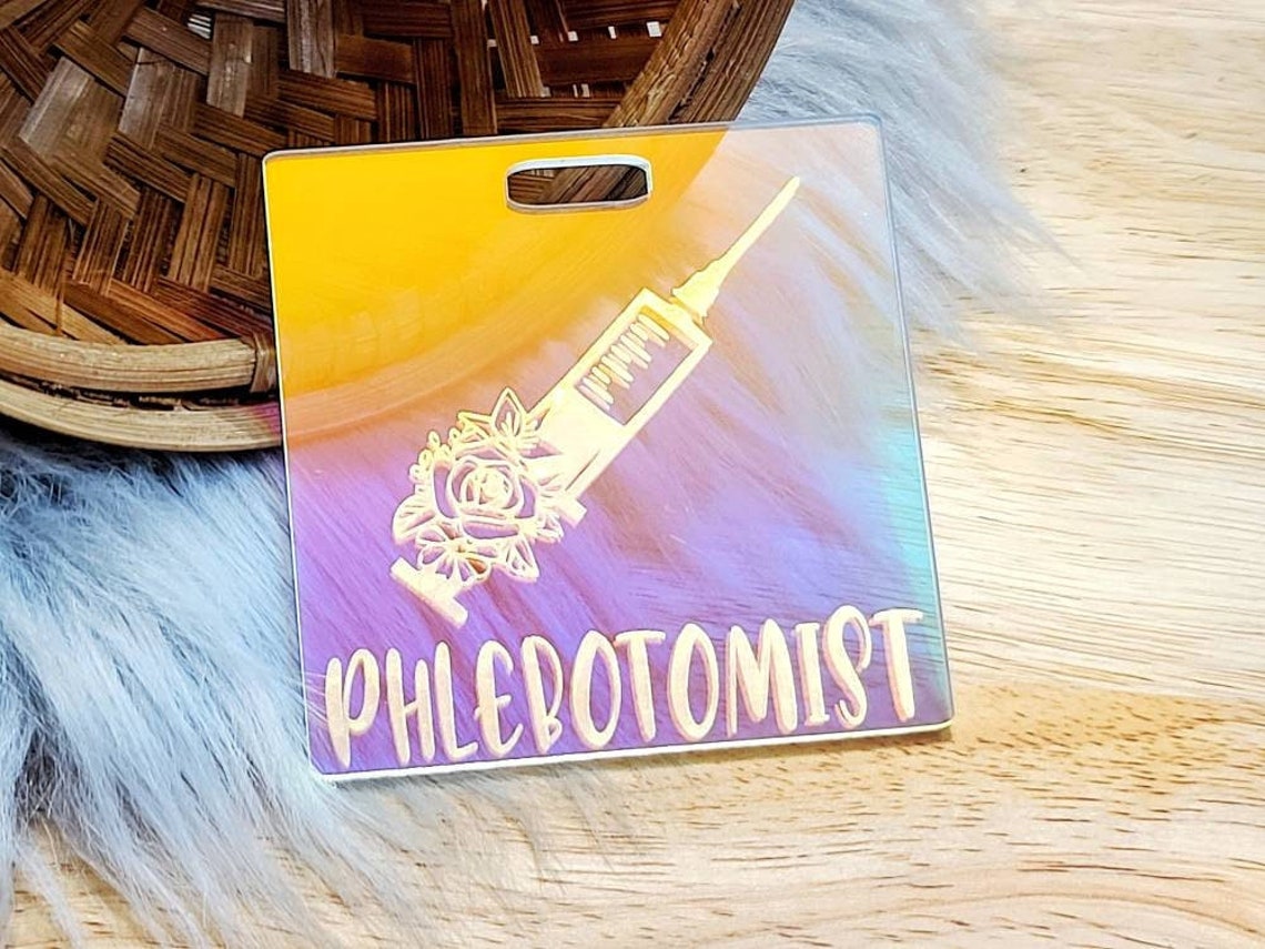 Iridescent Phlebotomist Badge Buddy Lab Badge Buddy Floral | Etsy