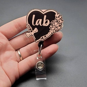 Lab Badge Reel, Phlebotomy Badge Reel, Laboratory Badge, Rose Gold ...