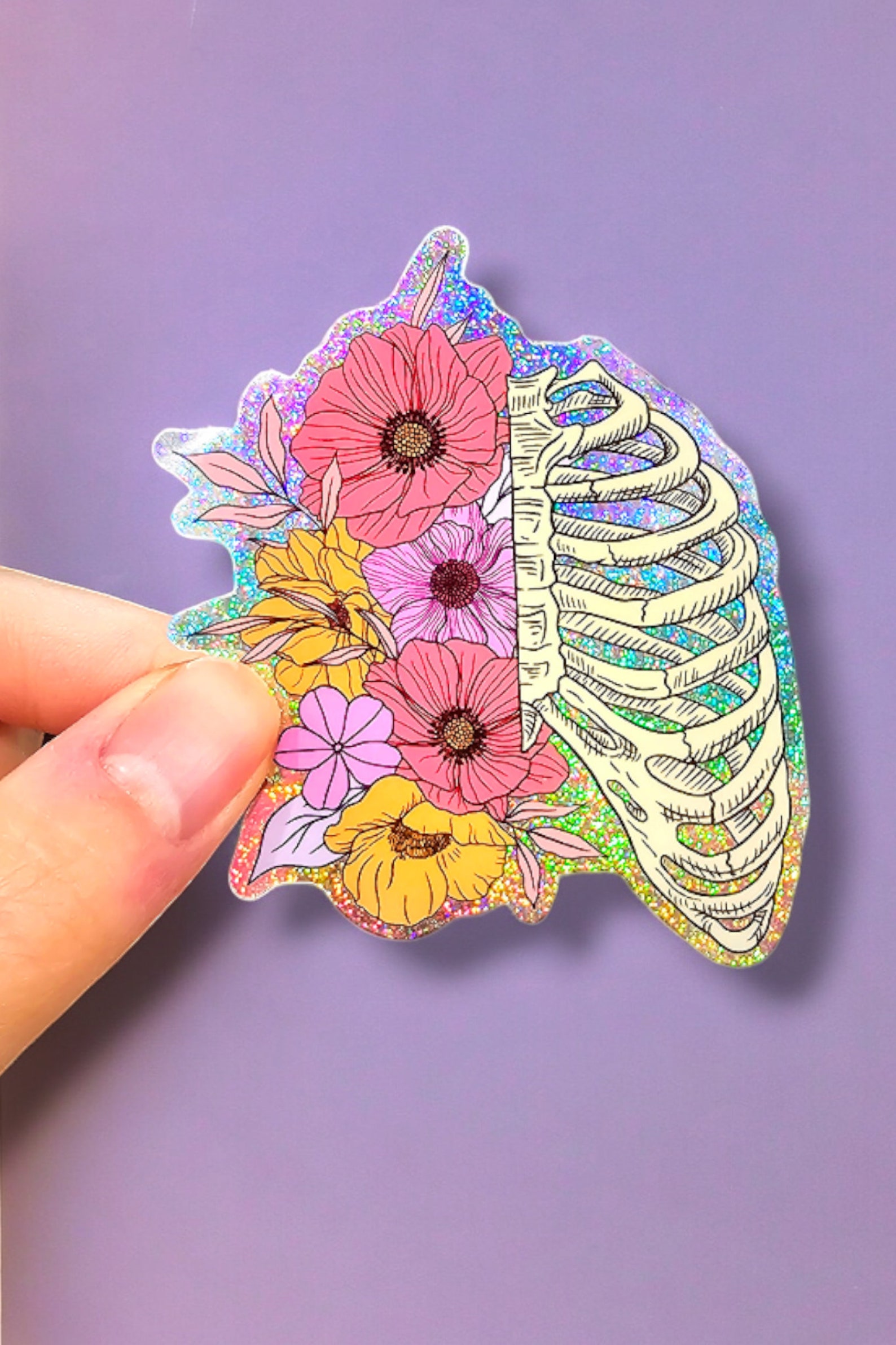 Floral Ribcage Sticker - Radiology Sticker - Xray Sticker - Anatomy ...