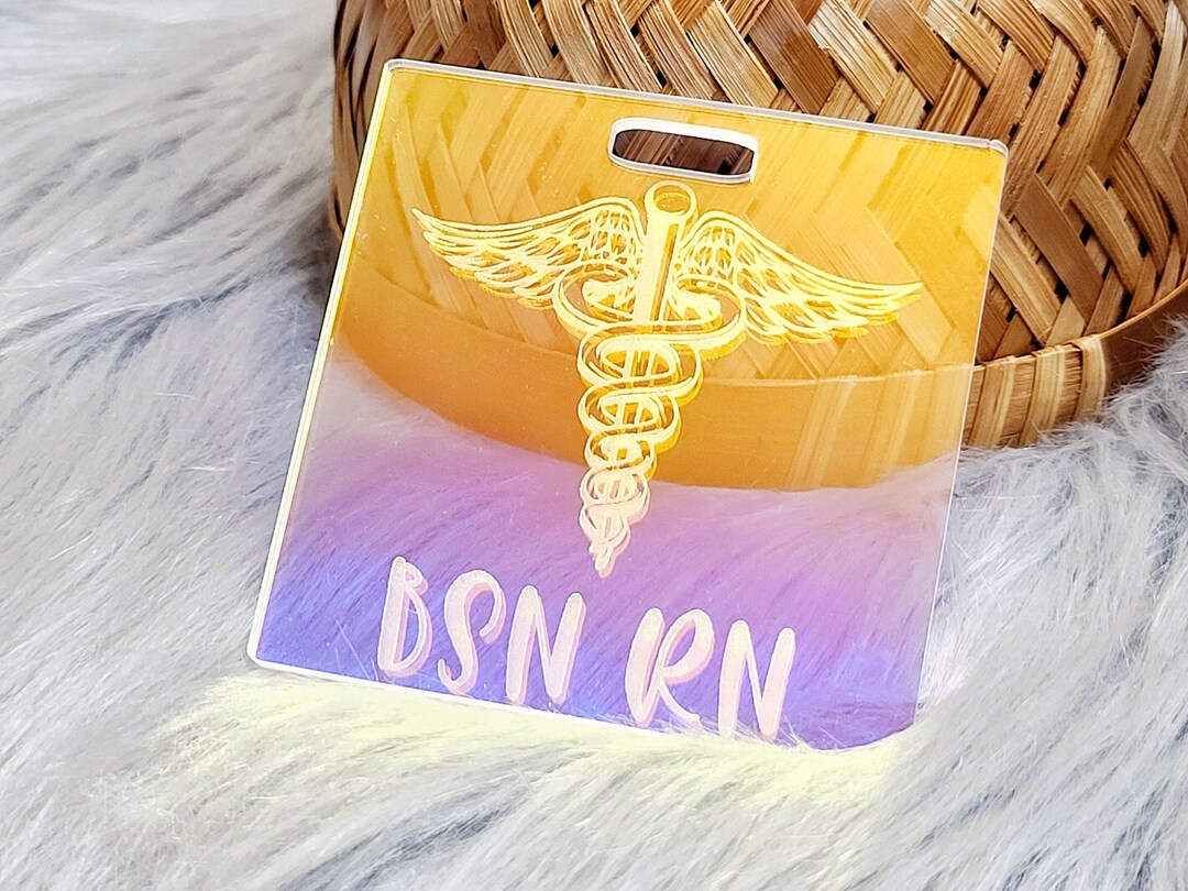 Iridescent Nurse Badge Buddy - Caduceus Symbol Badge Buddy - Bsn RN ...