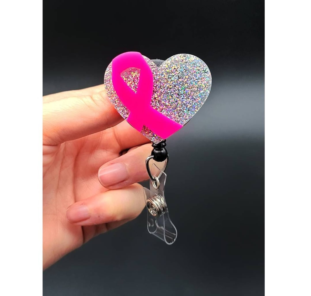 Breast Cancer Badge Reel - Pink Ribbon Badge - Breast Cancer Awareness ...