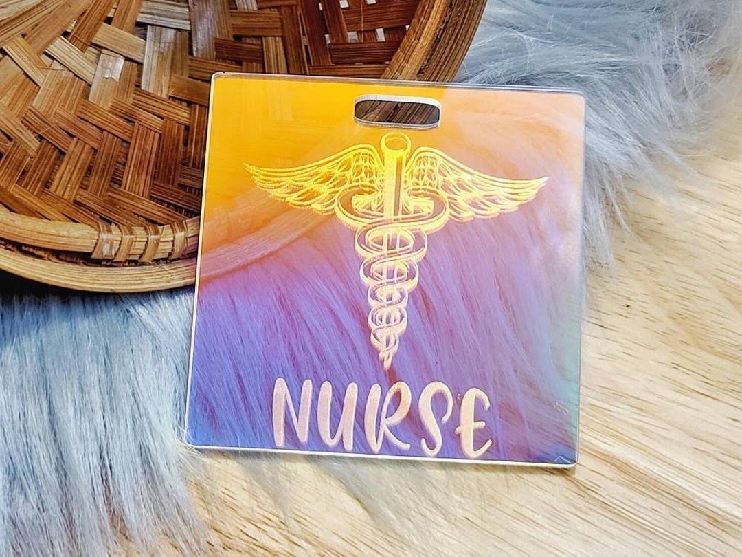 Iridescent Nurse Badge Buddy - Caduceus Symbol Badge Buddy - Gift for ...