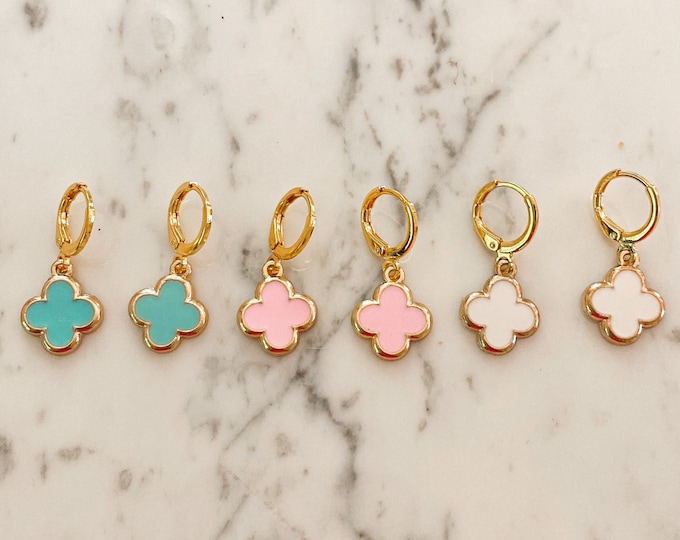 Preppy Clover Earrings, Preppy Clover Huggies, Preppy Earrings, Preppy ...