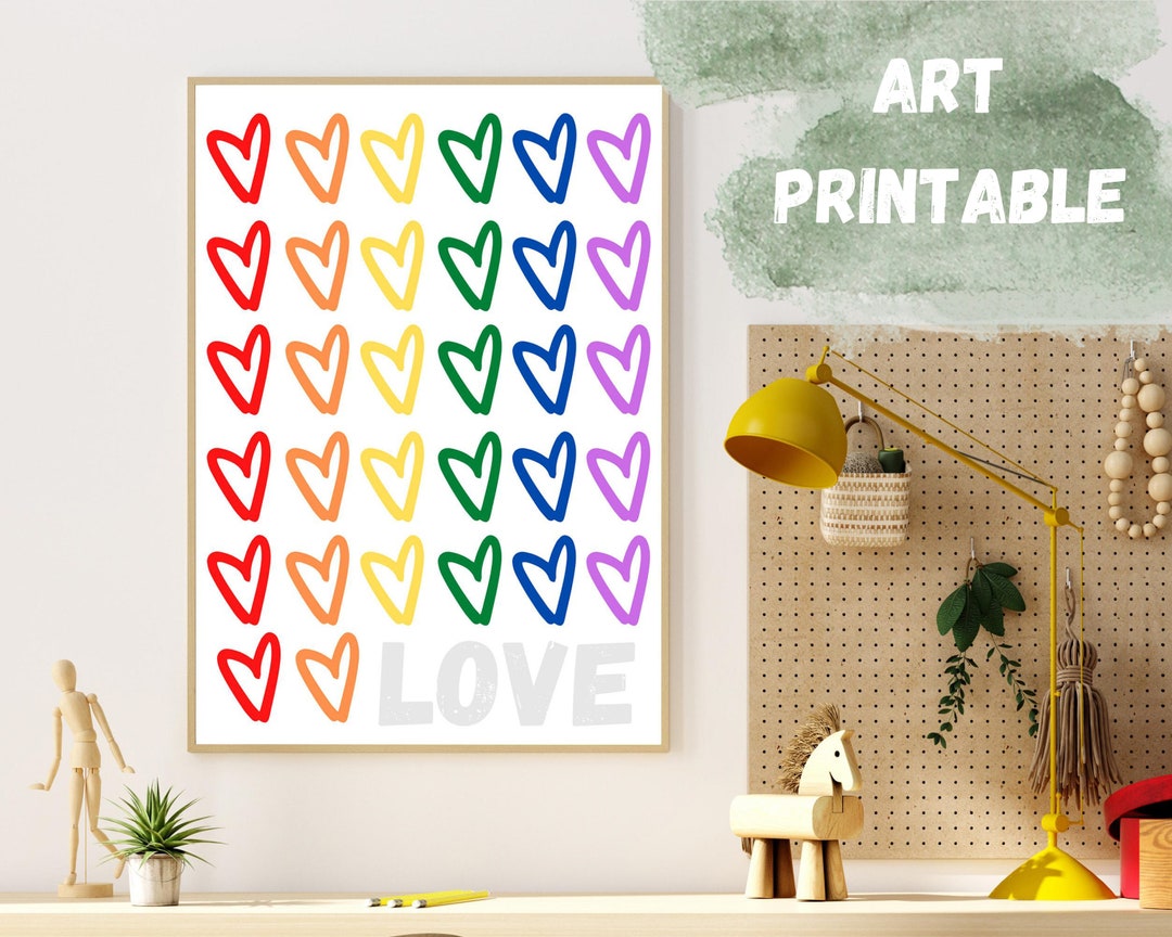 Set of 2 Rainbow Love Hearts Art Print - Etsy