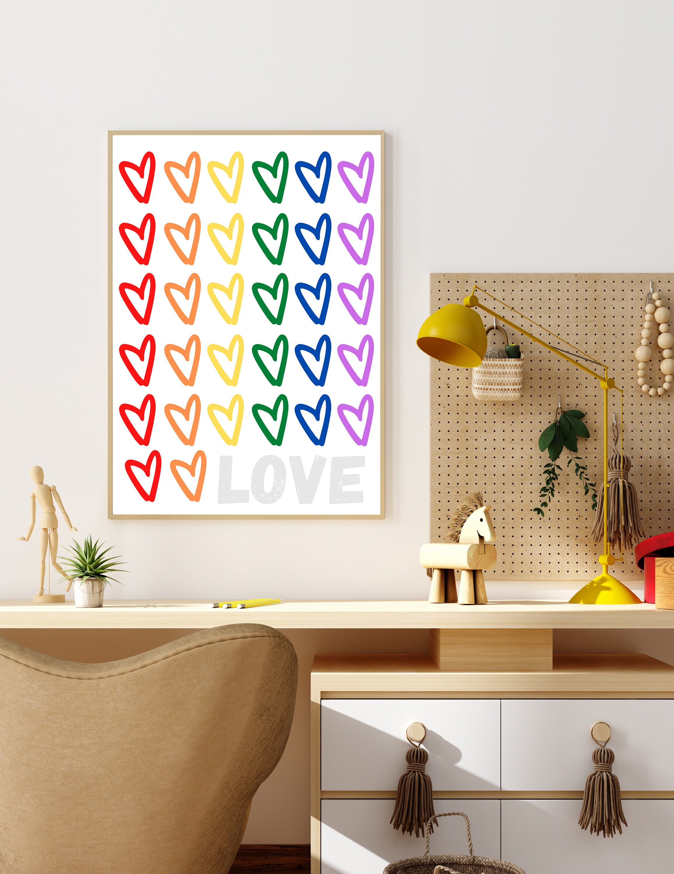 Set of 2 Rainbow Love Hearts Art Print - Etsy