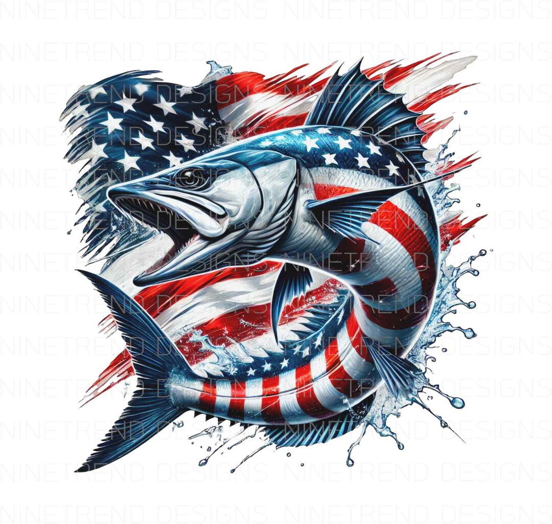 American Flag Barracuda PNG: 4th of July Sublimation (digital Download ...