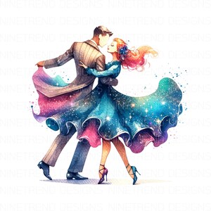 Watercolor Couple Dancing PNG, Couple Dance Sublimation PNG, Romantic ...