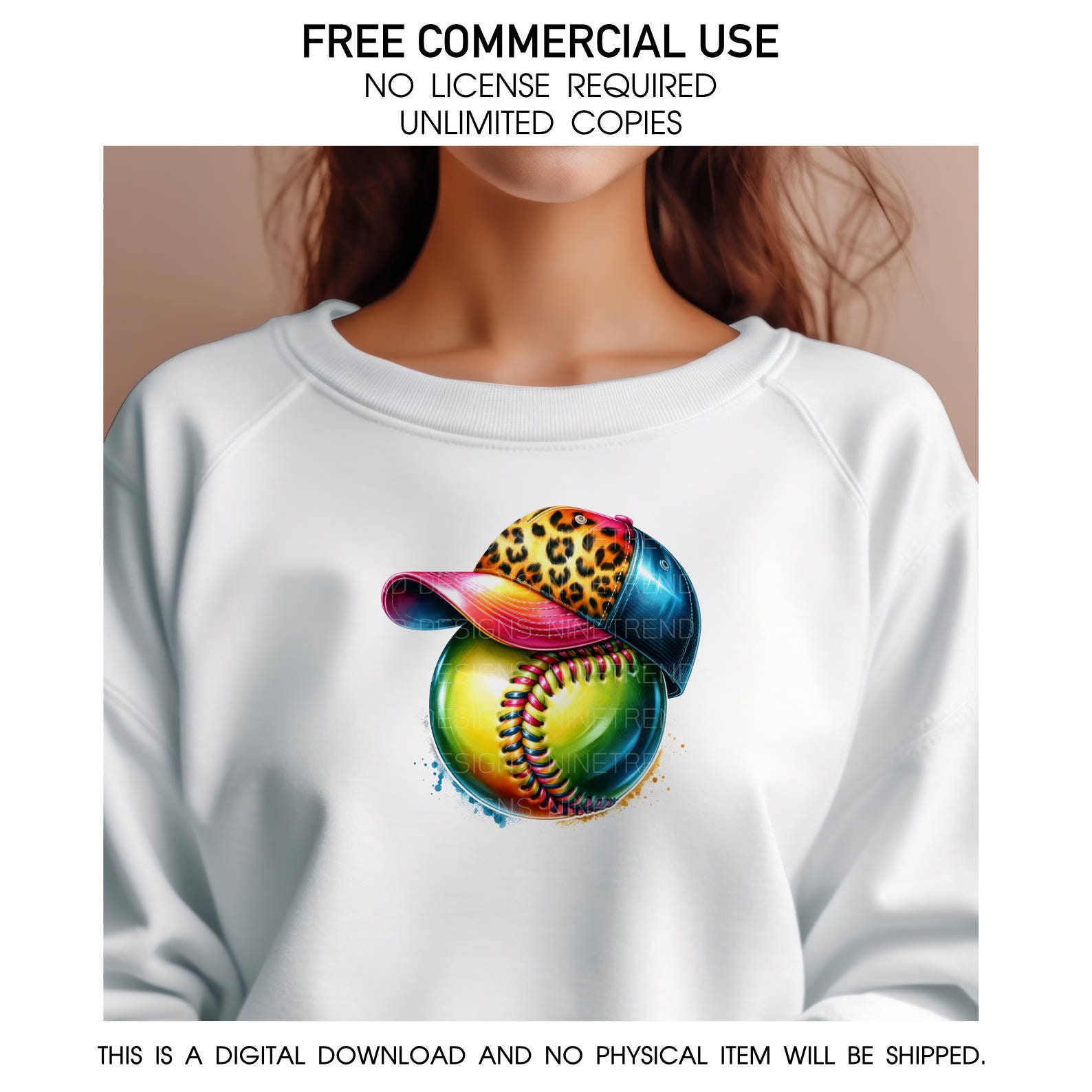 Softball Cap Leopard Sublimation Png, Watercolor Softball Ball Png ...