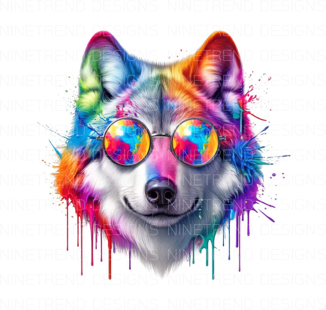 Wolf Splash Painting Watercolor PNG, Wolf Art Sublimation PNG, Wolf ...