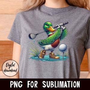 Funny Golfing Mallard Duck PNG: Golf Club Shirt Design (digital ...
