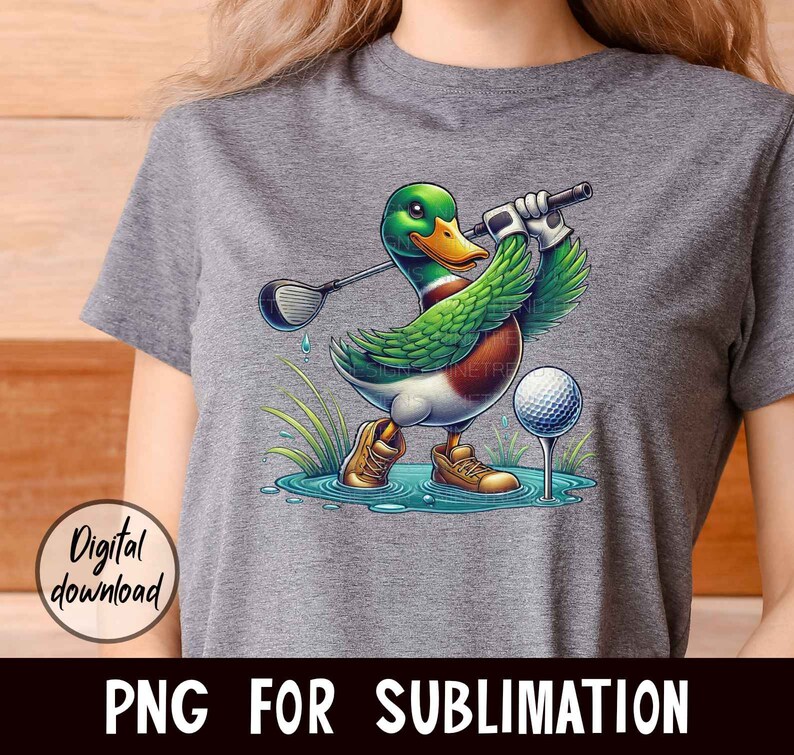 Funny Golfing Mallard Duck PNG: Golf Club Shirt Design (digital ...