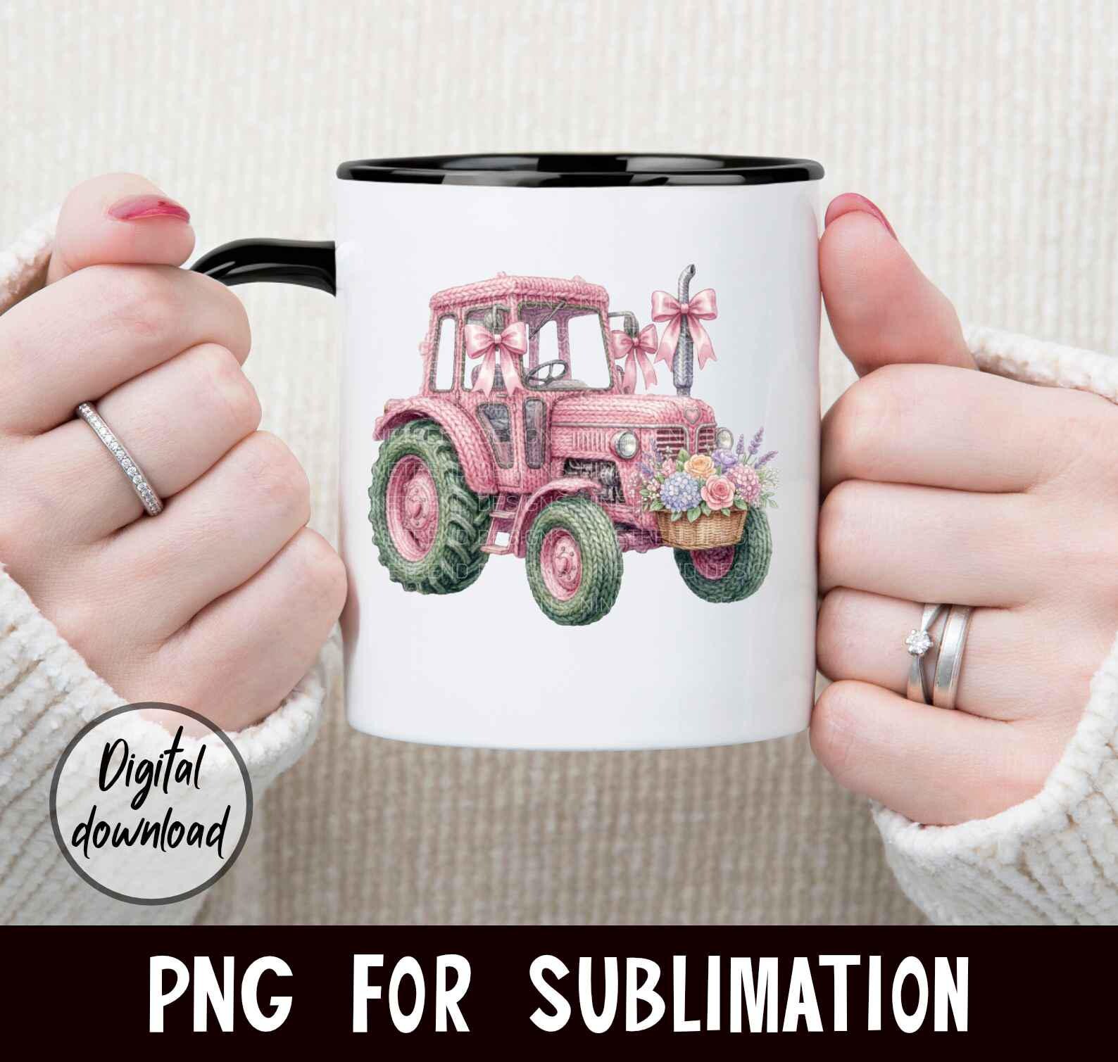 Pink Knitted Tractor PNG, Cozy Yarn Tractor Sublimation, Cute Farm ...