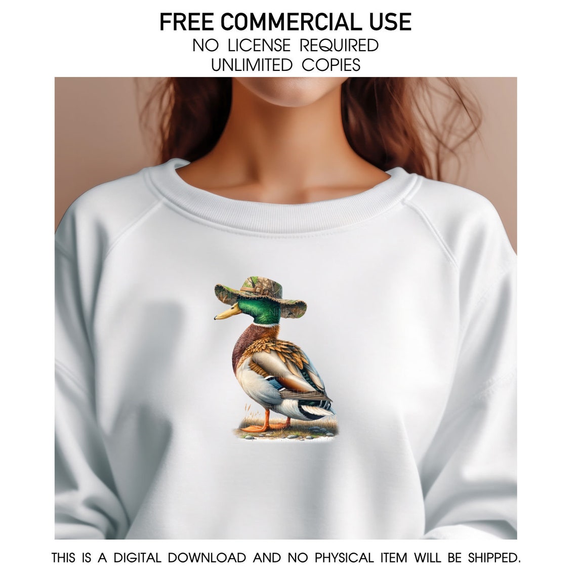 Camo Hat Mallard Duck Watercolor PNG: Hunting Sublimation (digital ...