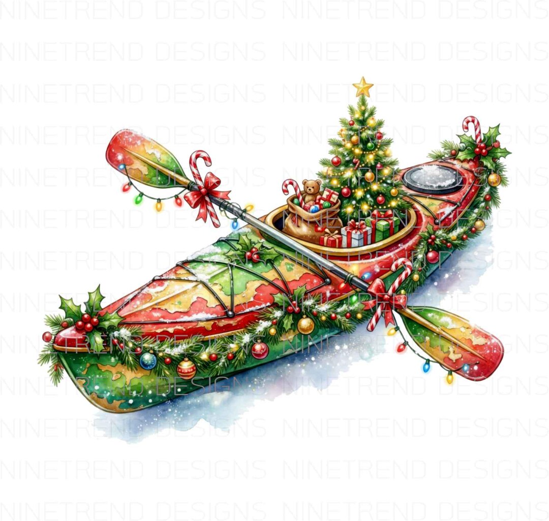 Christmas Kayak PNG, Kayak Sublimation Design, Christmas Canoe ...