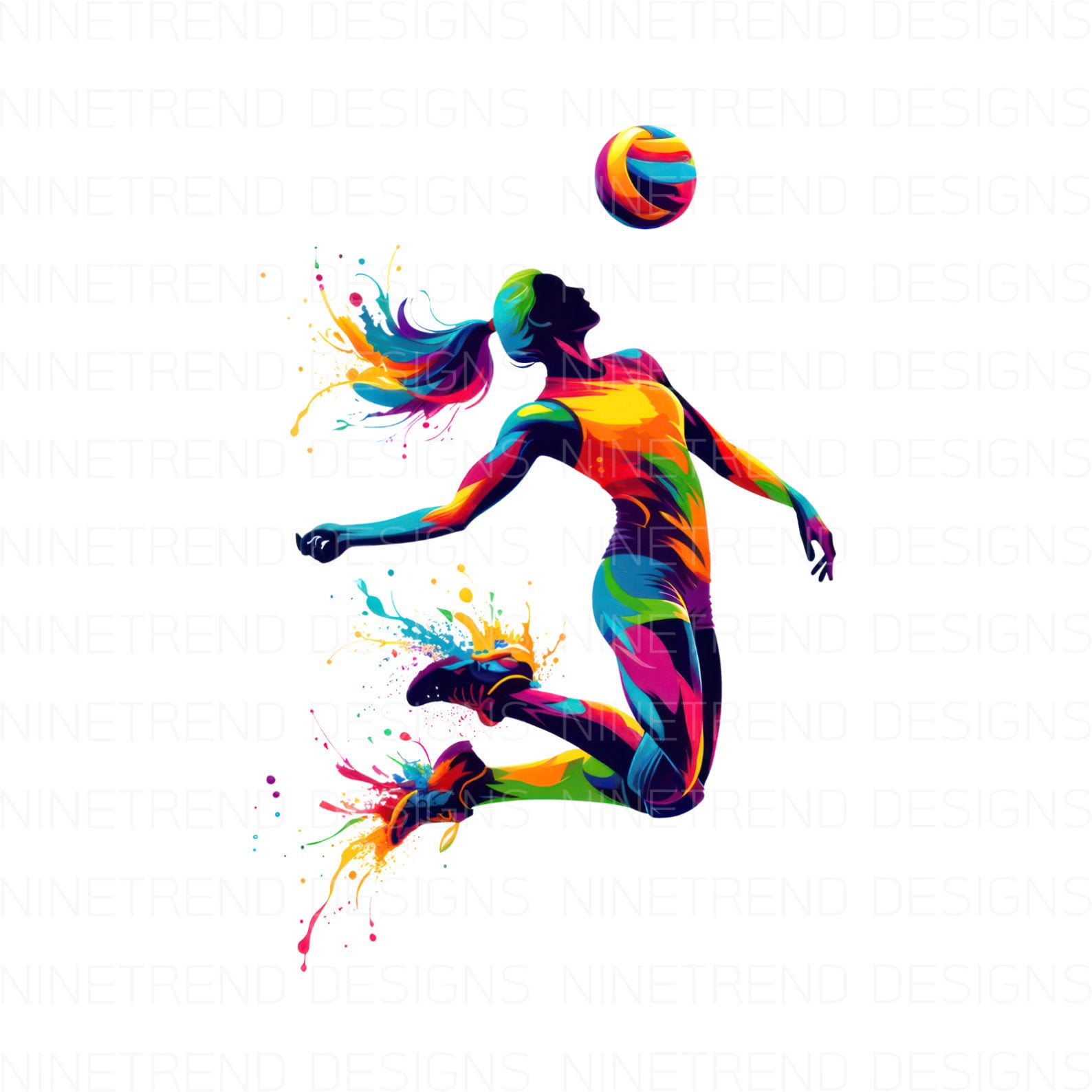 Volleyball Player Splatter Art PNG: Sublimation Design (digital ...
