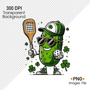 St Patrick Pickle Playing Pickleball PNG, Pickleball Sublimation Png ...