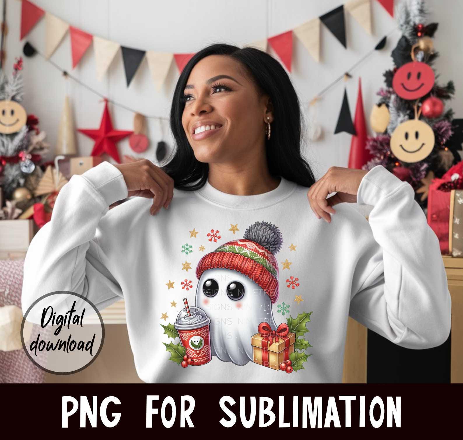 Funny Christmas Ghost PNG: Spooky Holiday Sublimation (digital Download ...