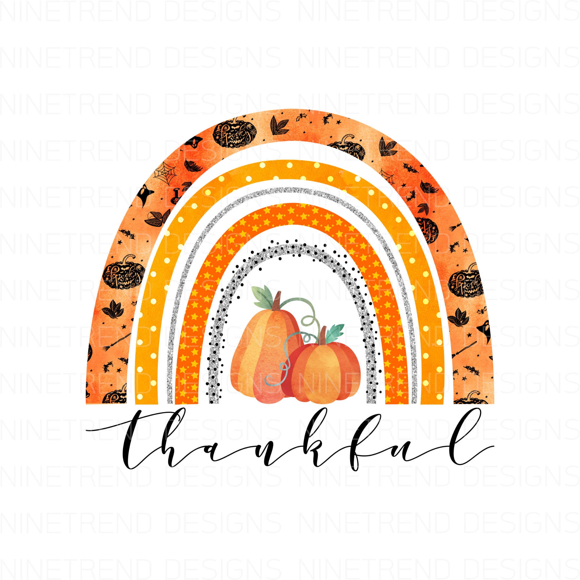 Thankful Pumpkin Fall Pngrainbow Fall Sublimation Designs - Etsy