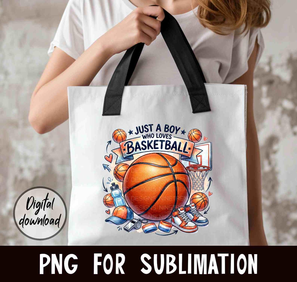 Just A Boy Who Loves Basketball PNG, Watercolor Sports Sublimation ...
