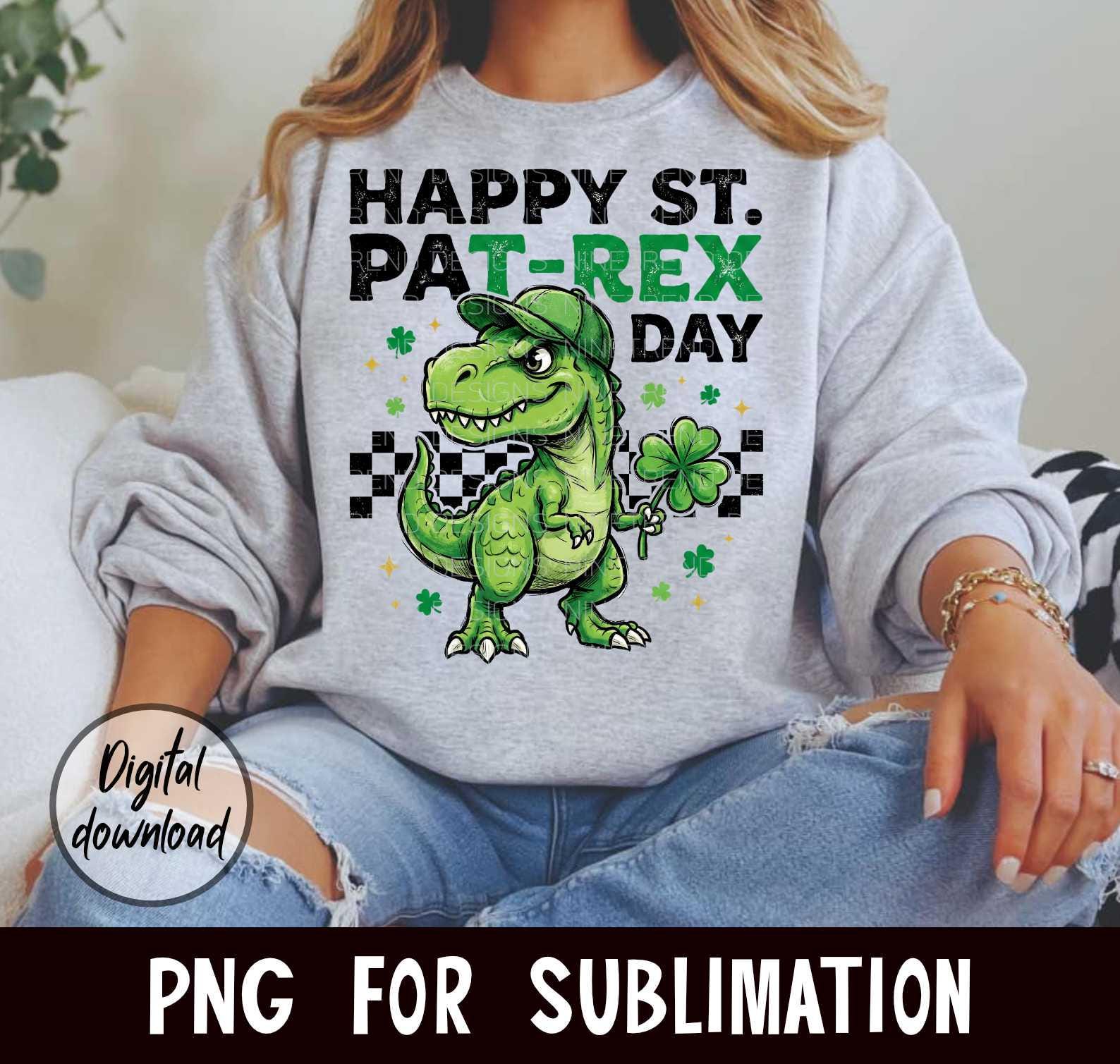 Happy St Pat-rex Day PNG, Dinosaur St Patricks Day Sublimation, Lucky T ...