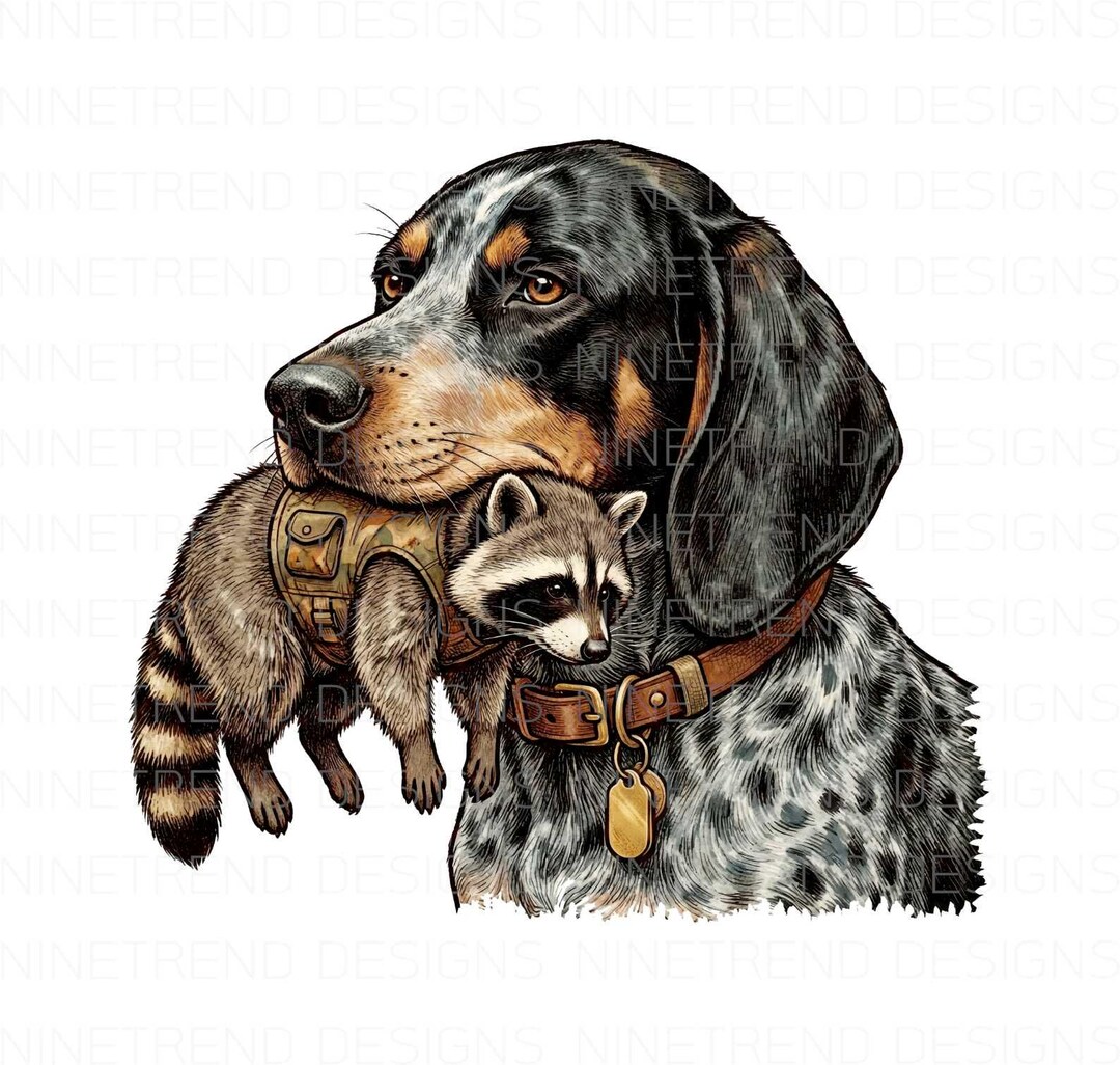 Bluetick Coonhound Raccoon PNG, Hunting Dog Sublimation, Coon Dog ...