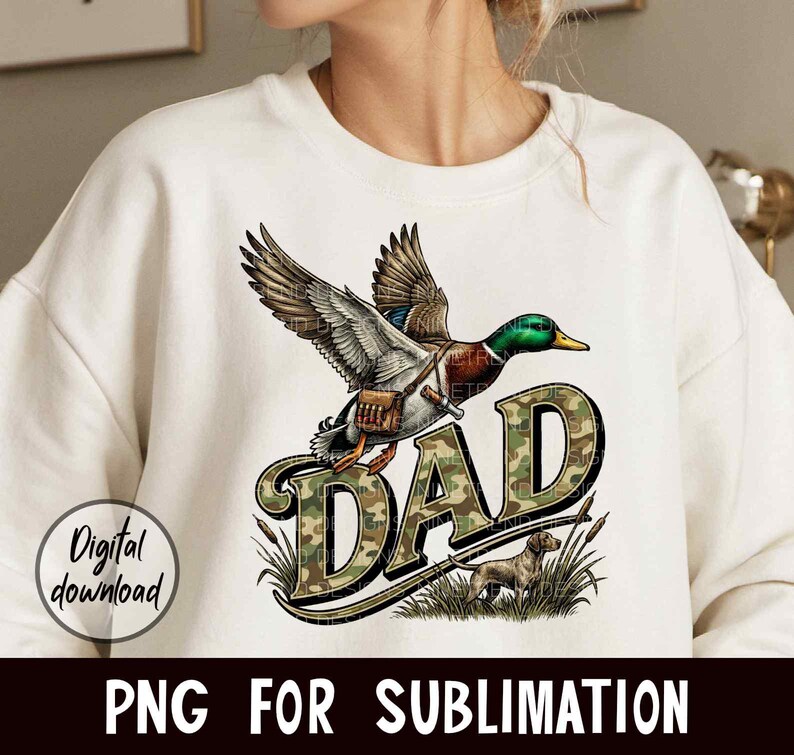 DAD Duck Hunting Png, Camo Dad Sublimation, Mallard Waterfowl Clipart ...