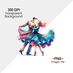 Watercolor Couple Dancing PNG, Couple Dance Sublimation PNG, Romantic ...