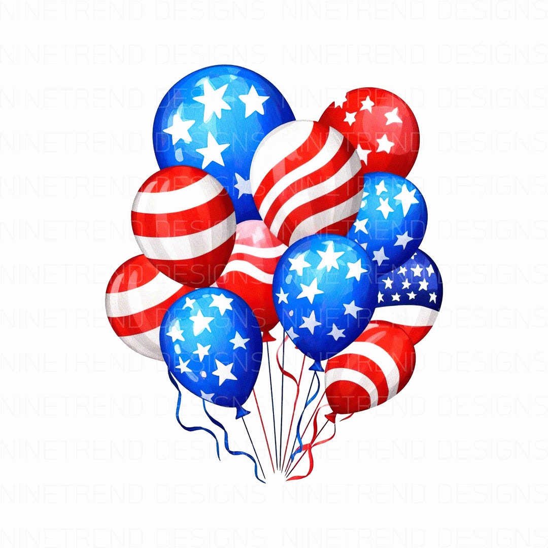 American Flag Balloons PNG 4th of July Png Sublimation - Etsy