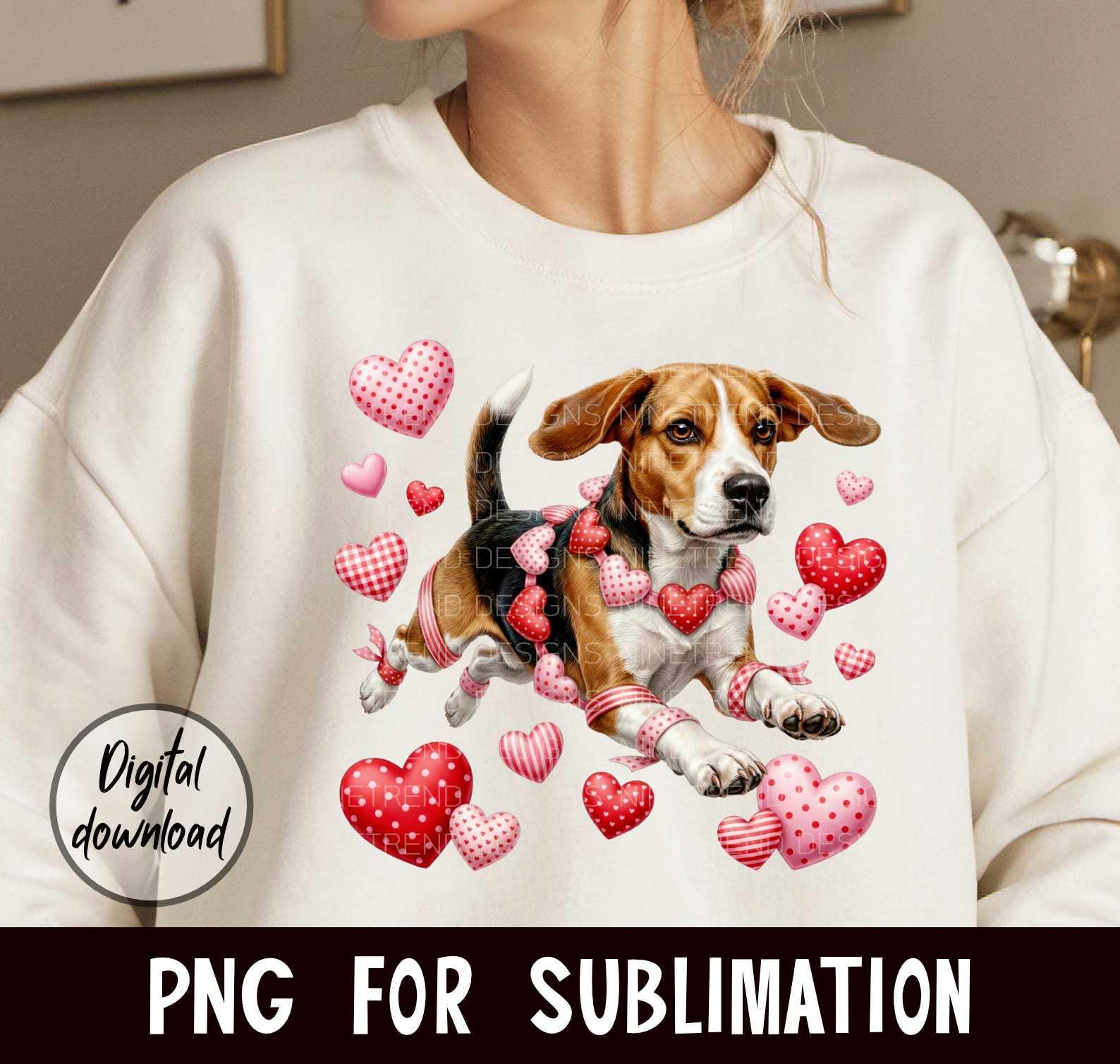 Valentine Beagle PNG, Dog Heart Garland Sublimation, Beagle Puppy Love ...