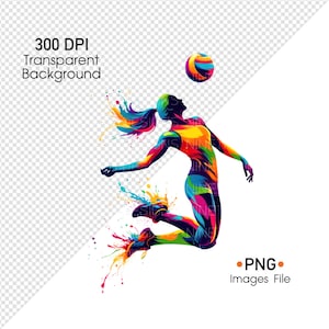 Volleyball Player Splatter Art PNG: Sublimation Design (digital ...